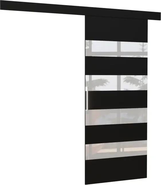Posuvné nástěnné dveře MILOU 96 černá – bílý Lacobel