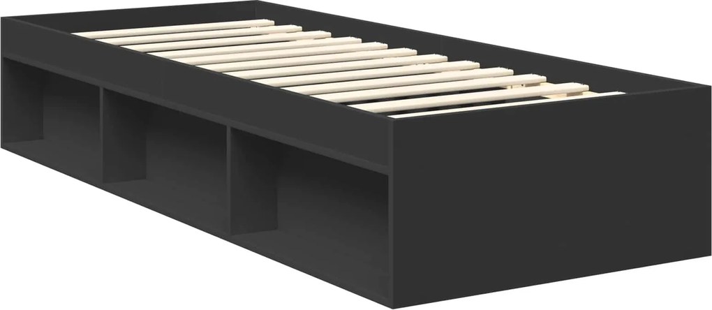 Rám postele s čelo Černá 75 x 190 cm Masivní borové dřevo 3409418