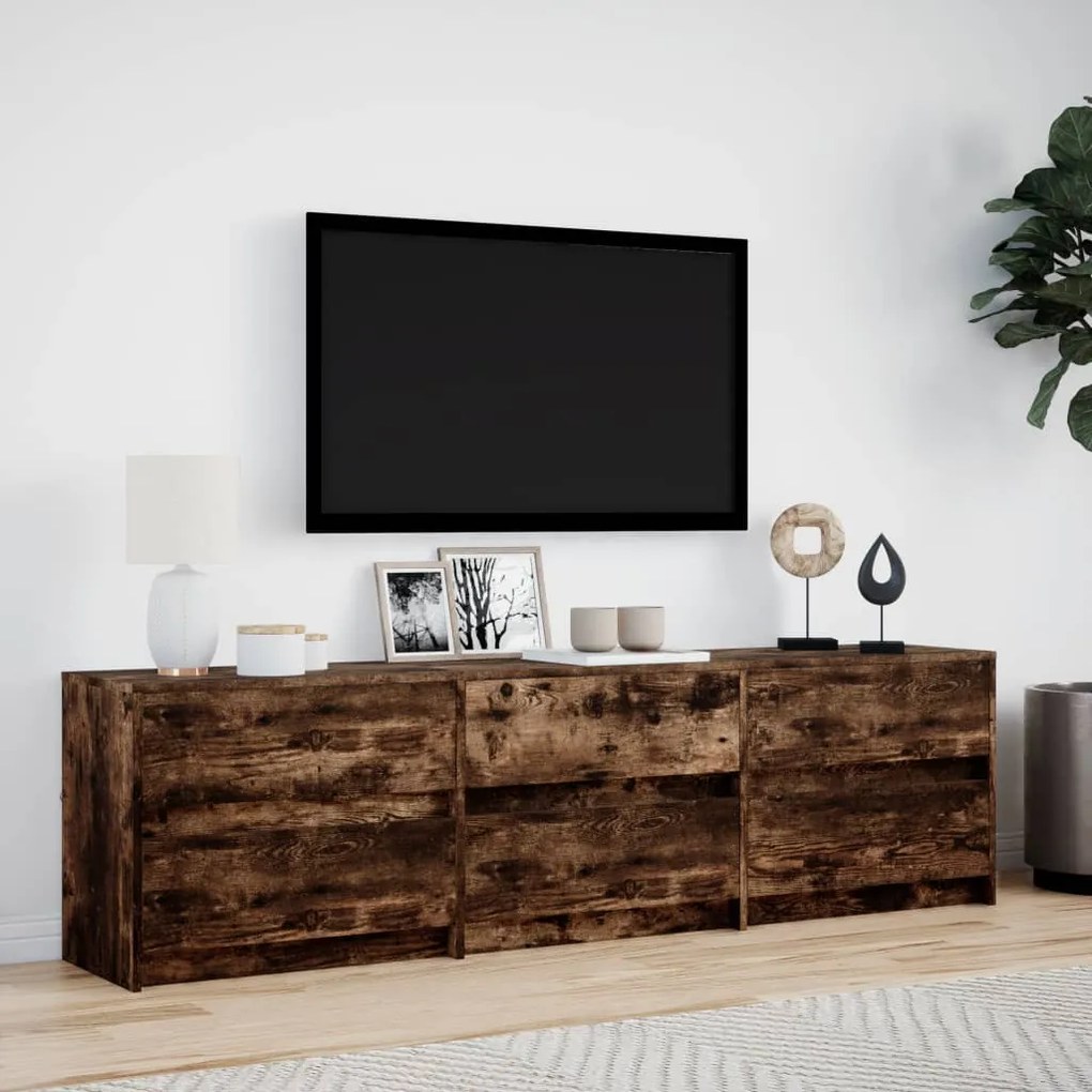 TV skříňka s LED kouřový dub 180 x 34 x 50 cm kompozitní dřevo 3307930