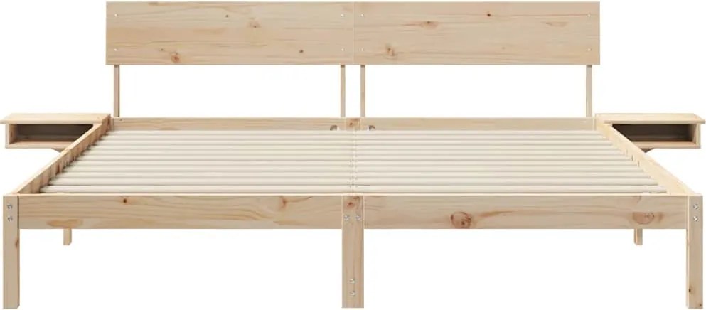 Rám postele s čelo Hnědá 200 x 200 cm Masivní borové dřevo 3385748