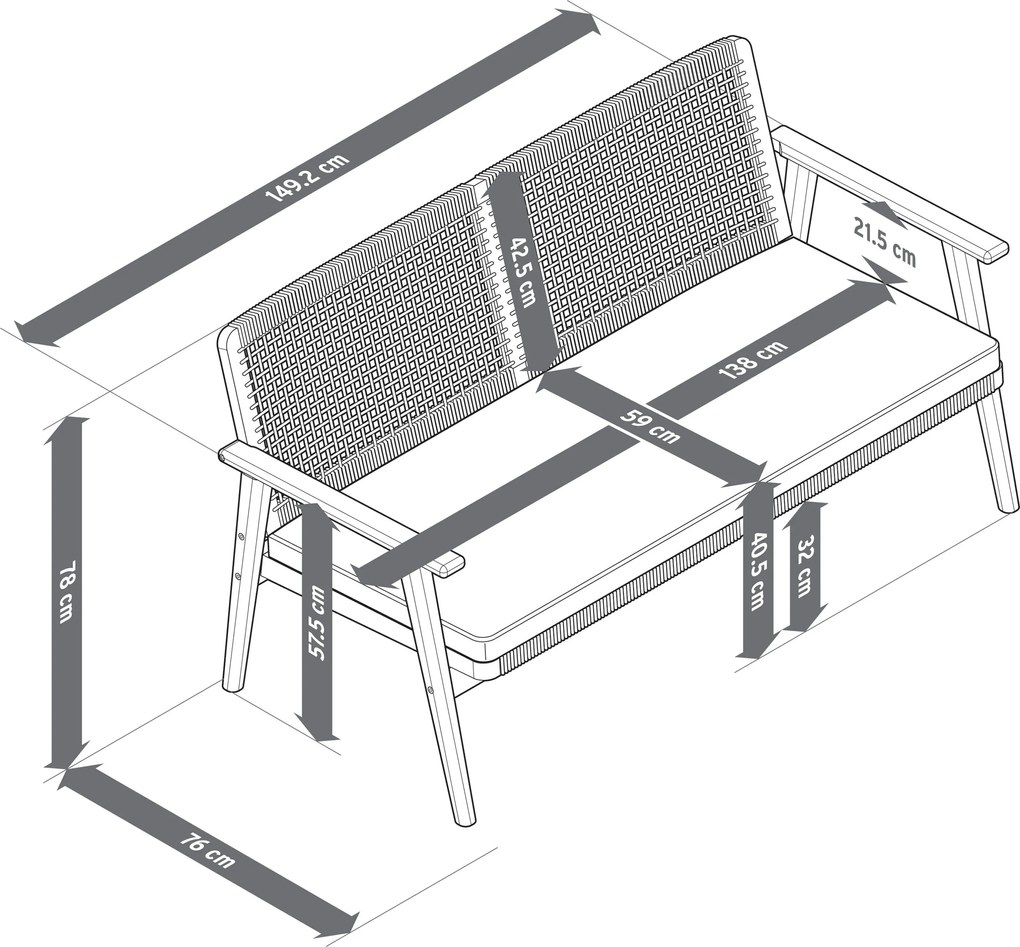 Tchibo - Zahradní lavička - barva: šedá