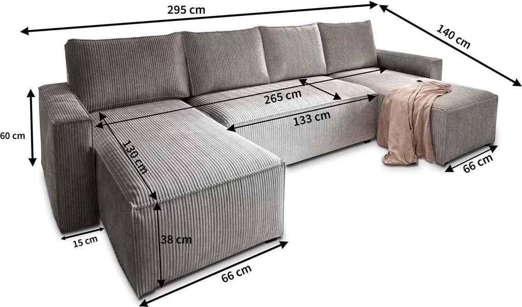 Tmavě hnědá sedací souprava do U SMART COSARO 295x140 cm