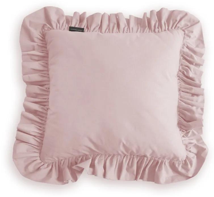 SenLove Dekorační polštář s volánkem ČTVEREC z bavlny Zvolte barvu: Světle růžová