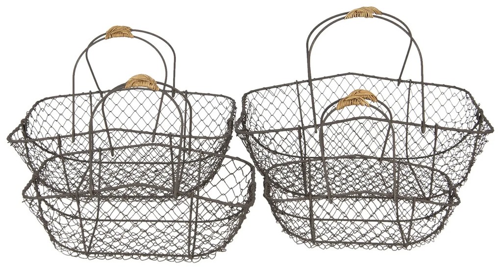 Set 4 drátěných košíků s uchy Filaire - 38*28*15*36 / 34*23*32 / 31*20*27 / 27*17*24 cm