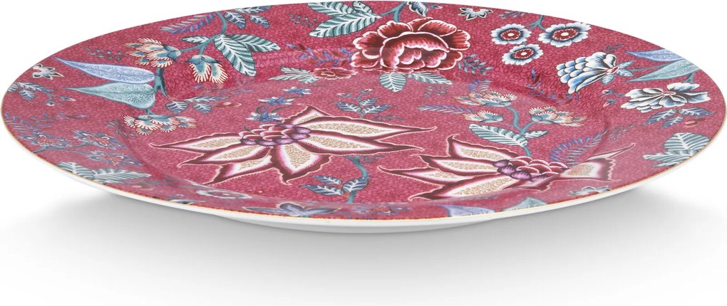 Pip Studio Flower Festival velký talíř Ø32, tmavě růžový (Holandský tenkostěnný porcelán)