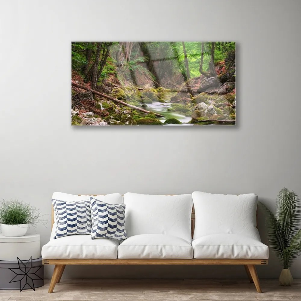 Obraz na skle Les Mech Příroda 120x60 cm
