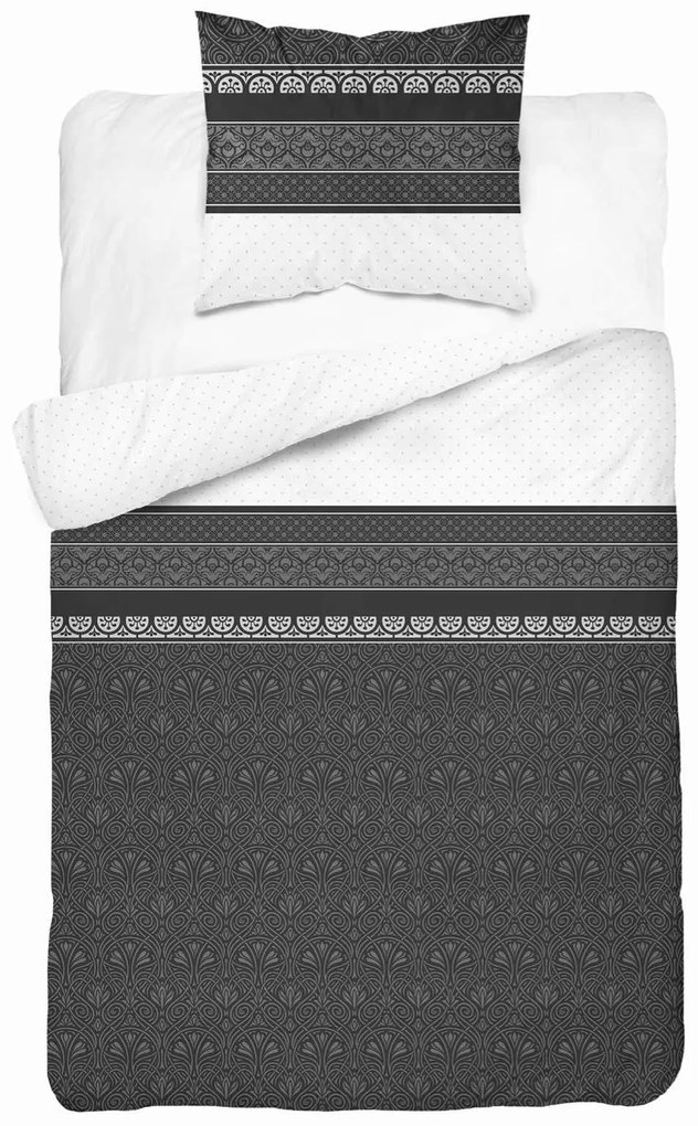 Detexpol Saténové povlečení 140x200 Graphite s orientálním ornamentem - elegantní vzor, 100% bavlna - 4823 A - Home Satén 71