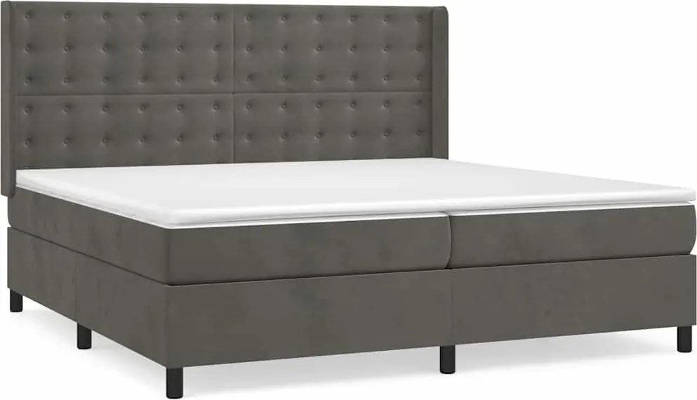 Box spring postel s matrací tmavě šedá 200x200 cm samet 3132940