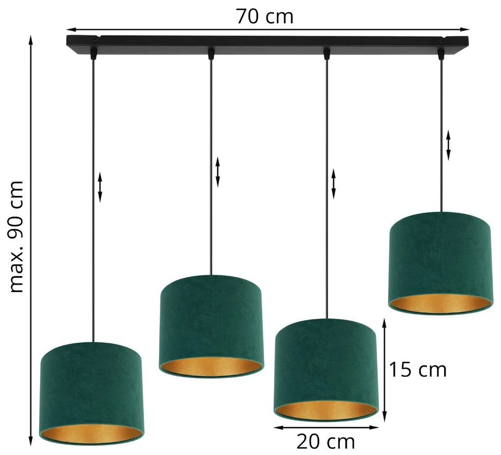 Závěsné svítidlo Mediolan, 4x textilní stínítko (výběr z 10 barev), g