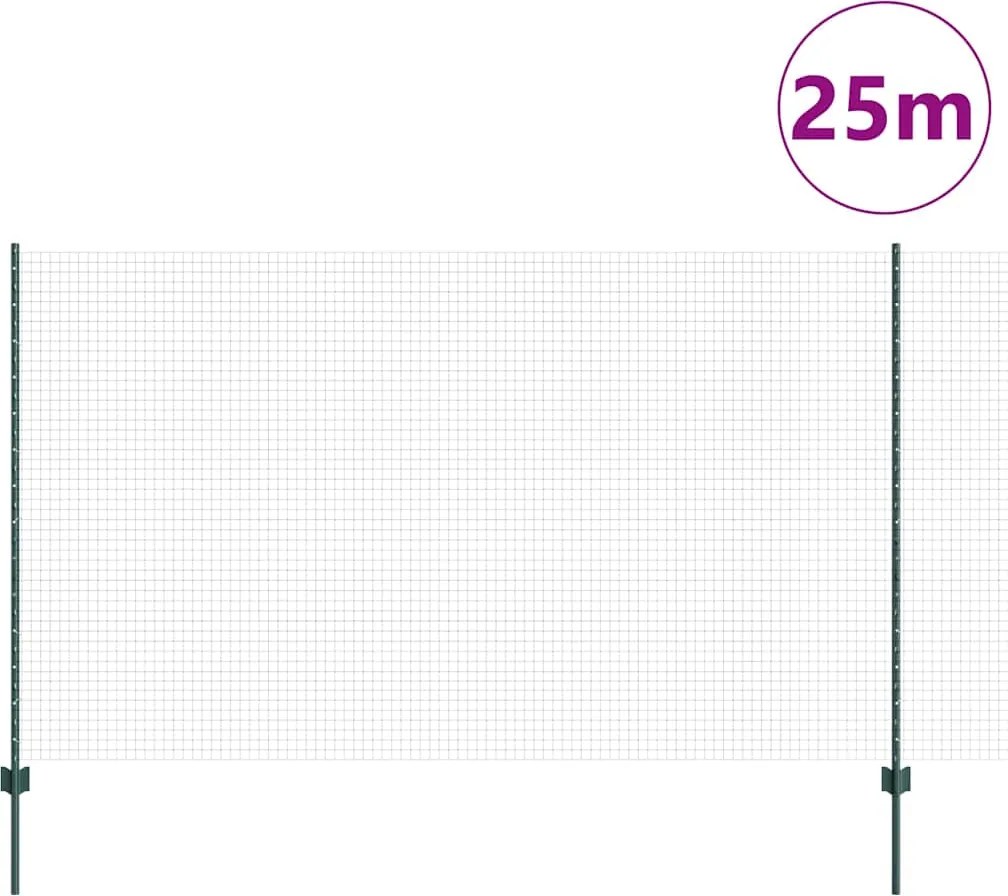Svařovaná drátěná plotovina s tyčkami 25 x 1,4 m Zelená 3336490