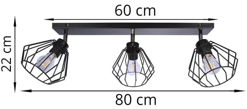 Stropní svítidlo NUVOLA, 3x drátěné stínítko (výběr ze 3 barev), (možnost polohování)