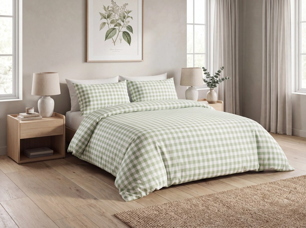 Bavlněné povlečení NORDIC CHECK zelené, zip Rozměr povlečení: 70 x 90 cm | 140 x 200 cm