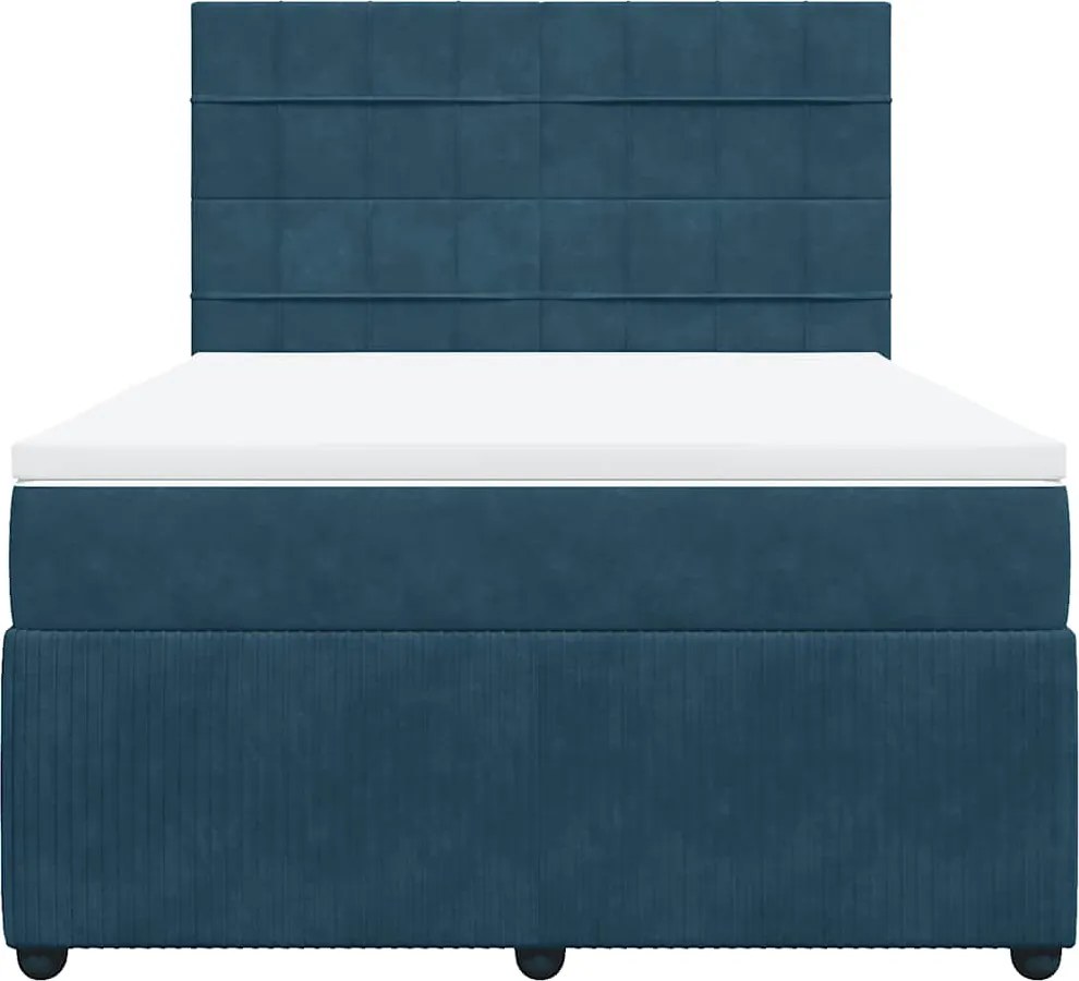 Box spring postel s matrací tmavě modrá 140x200 cm samet 3292362