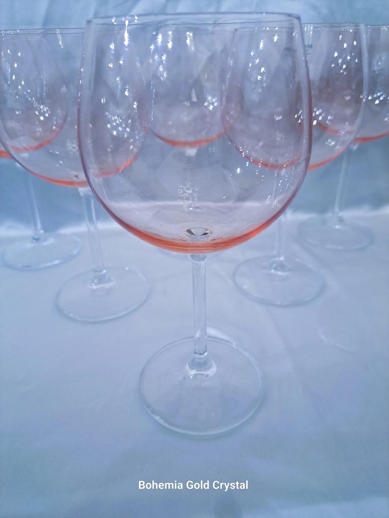 Růžové sklenice na víno 300 ml, 6 ks