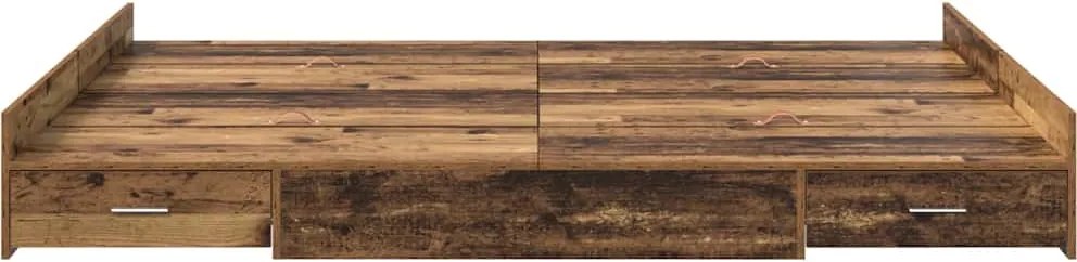 Rám postele s úložným prostorem s čelo Staré dřevo 150 x 200 cm 3335291