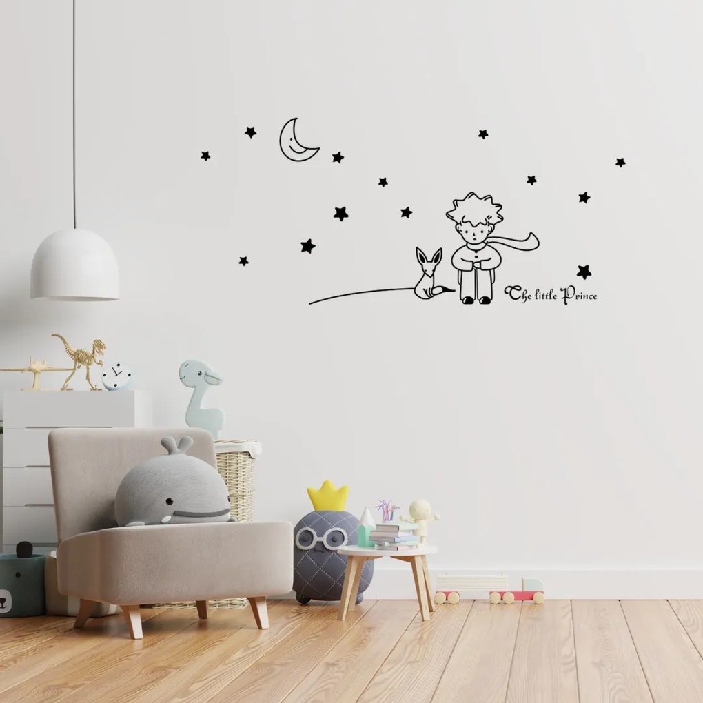 PIPPER | Samolepka na zeď "Malý Princ - černá" 96x42 cm