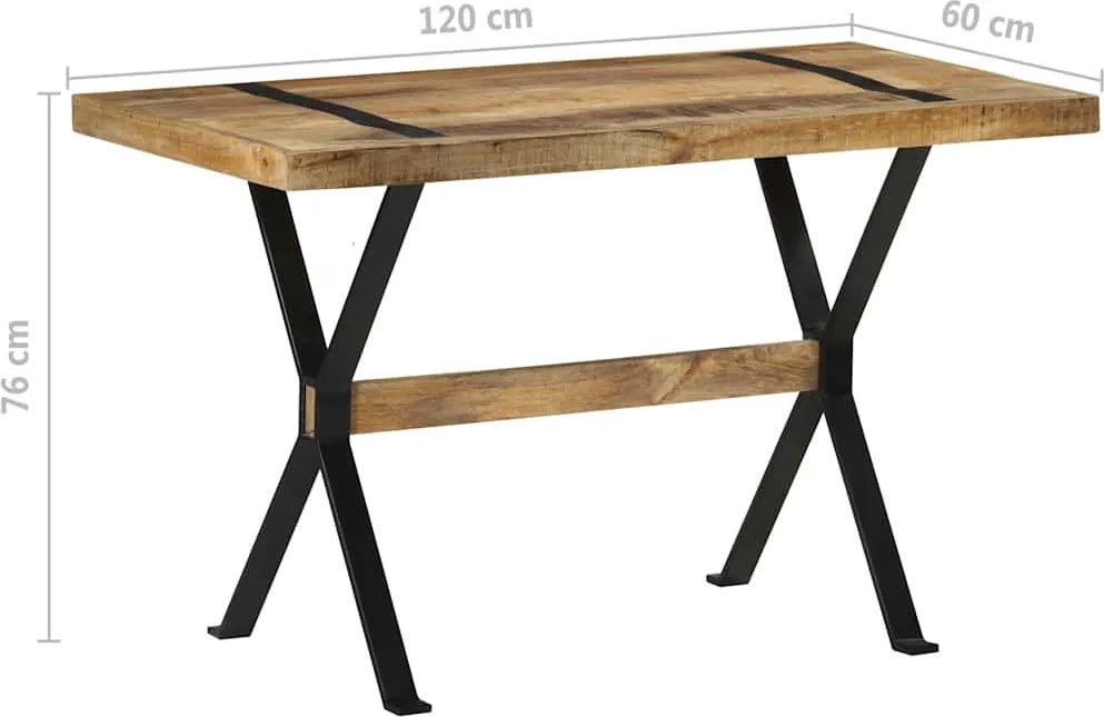 Jídelní stůl 120 x 60 x 76 cm hrubé mangovníkové dřevo 321604