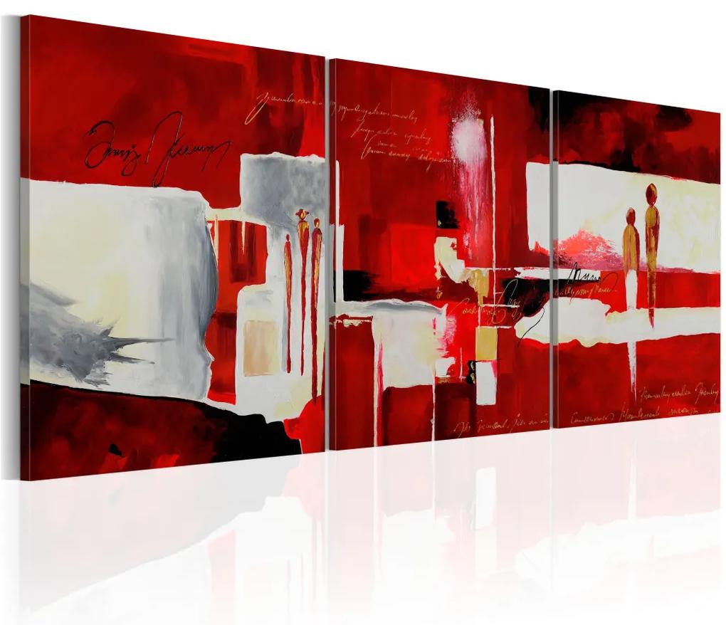 Obraz Siluety (3 díly) - abstraktní červená fantazie s vzory