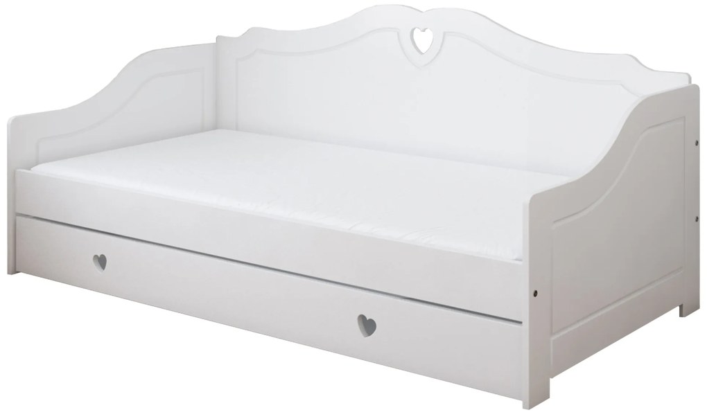 BabyBeds Dětská postel ZUZANA srdíčka Velikost postele: 180x80 cm, Barevné provedení: Bílá, Úložný prostor: Ano, s úložným prostorem Bílá