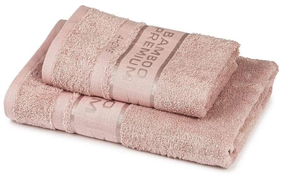 4Home Sada Bamboo Premium osuška a ručník růžová, 70 x 140 cm, 50 x 100 cm