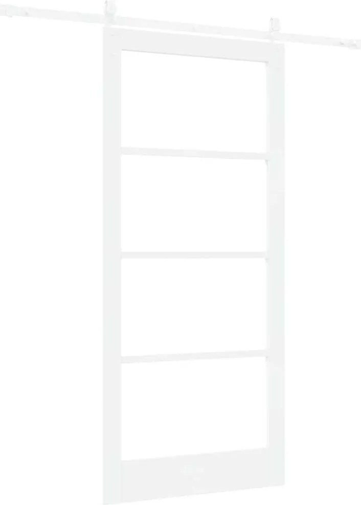 Posuvné dveře 93 x 202 cm Masivní borové dřevo a sklo Bílá 3332372
