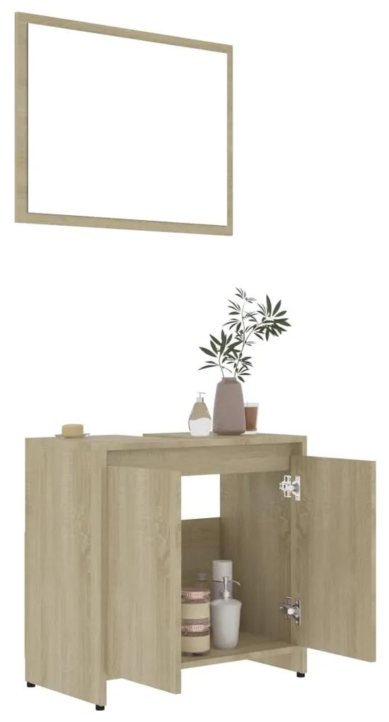 2dílný set koupelnového nábytku - skříňka + zrcadlo 60 cm - dřevotříska | dub sonoma