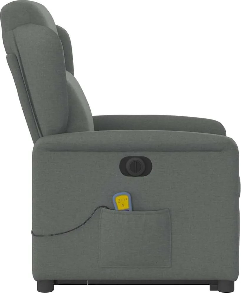 Elektrické zvedací masážní polohovací křeslo tmavě šedé textil 3303165