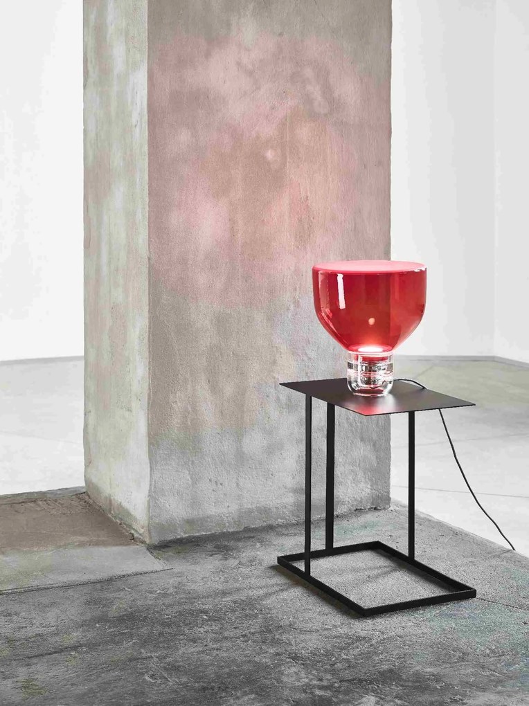 Designová stolní lampa Brokis Lightline S, PC972 Barva skla: červená - transparentní sklo, BARVA SPODNÍ ČÁSTI SKLA: transparentní sklo, POVRCHOVÁ ÚPRAVA SPODNÍ ČÁSTI SKLA: lesklý povrch skloviny