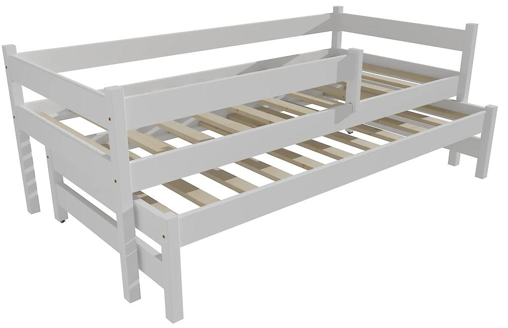 Vomaks Dětská postel s výsuvnou přistýlkou DPV 017 se zábranou Rozměr: 80 x 180 cm, Barva: surové dřevo