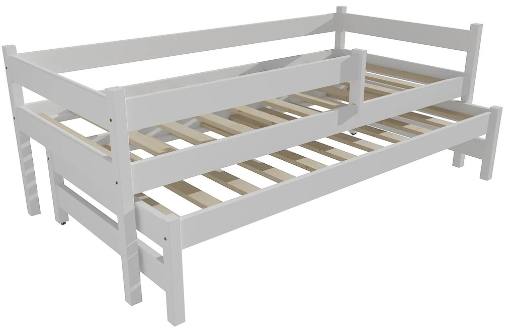Vomaks Dětská postel s výsuvnou přistýlkou DPV 017 se zábranou Rozměr: 80 x 200 cm, Barva: moření olše