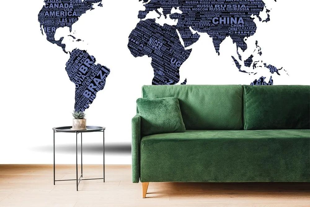 Samolepící tapeta mapa světa - 375x250 cm