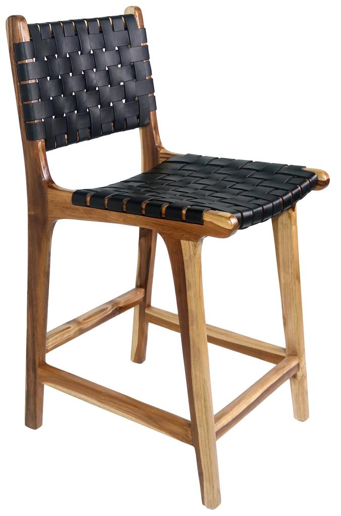 Nordic Experience Barová židle Borg černá/světlé teakové dřevo