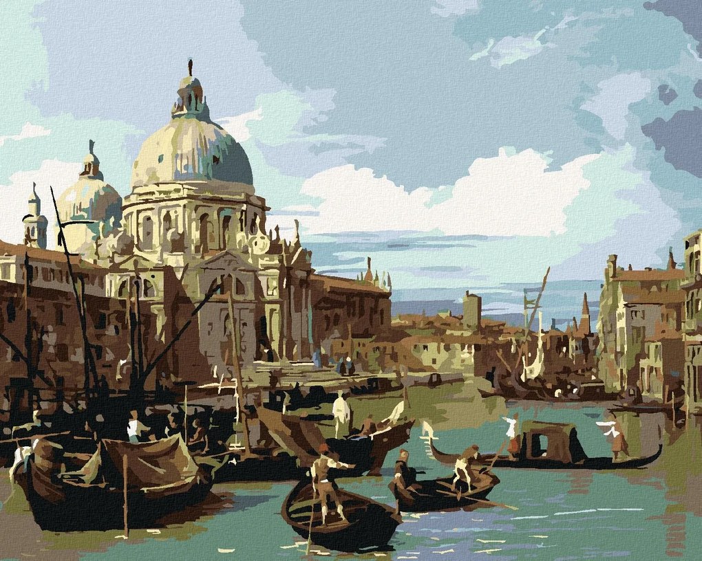 zuty malování podle čísel - vstup do canal grande v benátkách (canaletto), 80x100 cm, vypnuté plátno na r