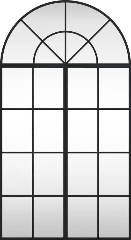 Nástěnné zrcadlo černé 60 x 110 cm oblouk železo 3200606
