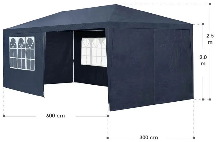 Juskys Párty stan 3x6 m - modrá