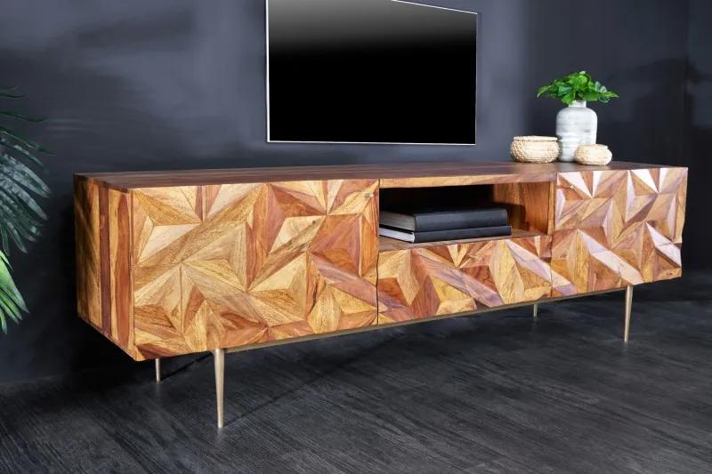 Noble Home Přírodní dřevěný televizní stolek Stone Finish