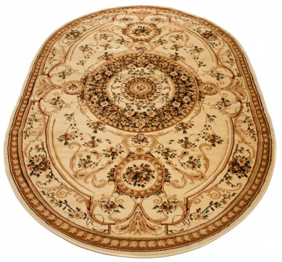 Kusový koberec klasický vzor 3 béžový ovál, Velikosti 160x220cm
