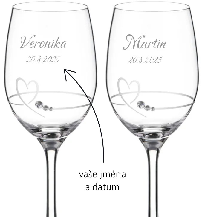 Dekorant Svatební sklenice na bílé víno Petit Heart s krystaly Swarovski 240 ml 2KS