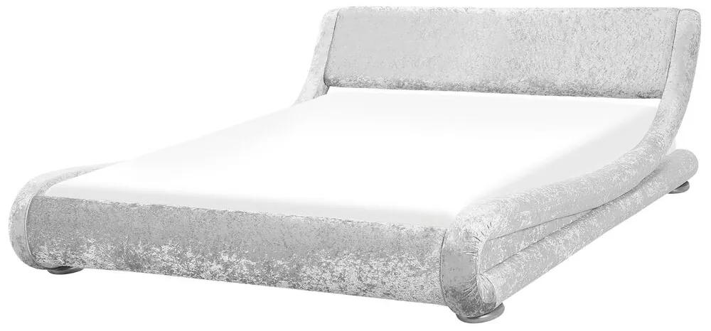 Vodní postel stříbrná 180 x 200 cm sametová AVIGNON Beliani