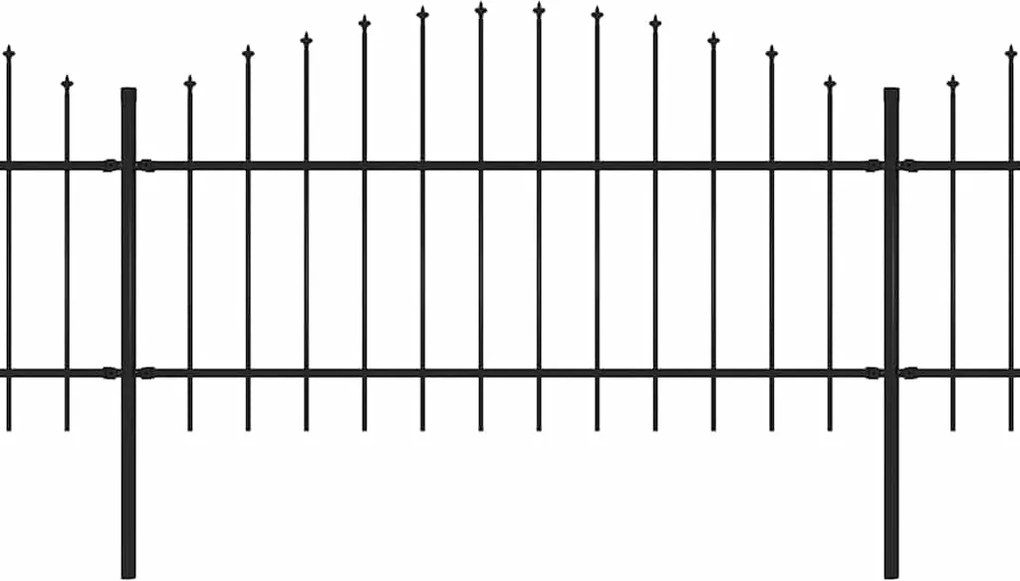 Zahradní plot s kopím nahoře ocelový 671 x 125 cm černý 277724
