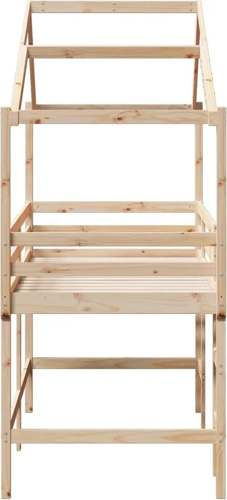 Patrová postel s žebříkem a střechou 80 x 200 cm borovice 3282072