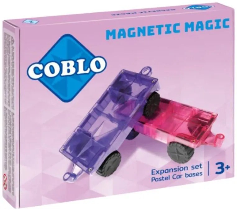 Coblo magnetická stavebnice podvozek pro auta - 2ks pastel