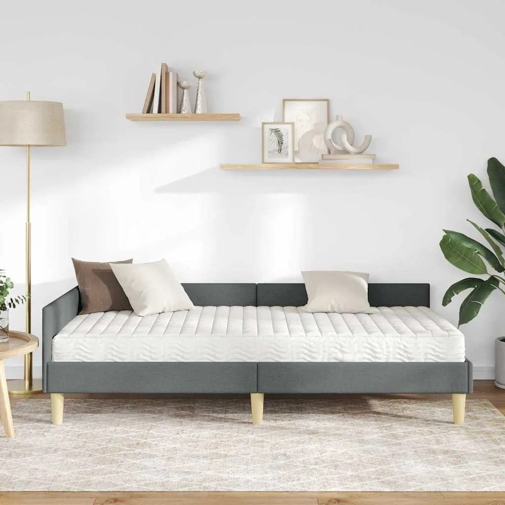 Rohový rám postele s matrací Jiný s čelo 2 ks Šedá textil 3393662
