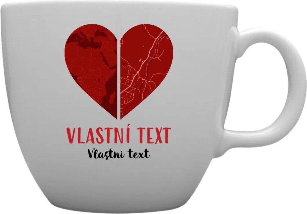 Personalizovaný MEGA XXL keramický hrnek 1 000 ml - Dvě místa, jedno srdce