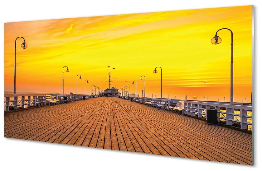akrylový obraz Gdańsk Pier sea sunset 120x60 cm