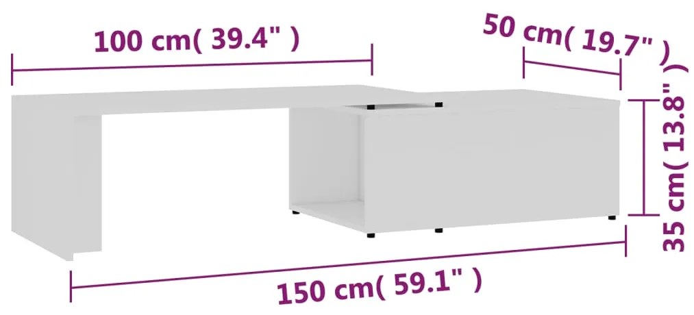 Konferenční stolek bílý 150 x 50 x 35 cm dřevotříska - Default Title