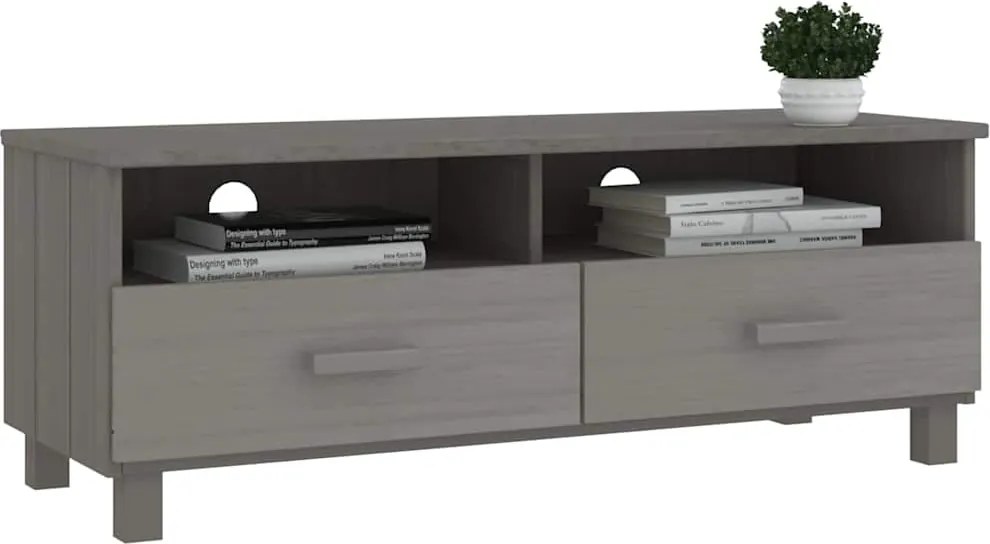 TV stolek HAMAR světle šedý 106 x 40 x 40 cm masivní borovice 340471