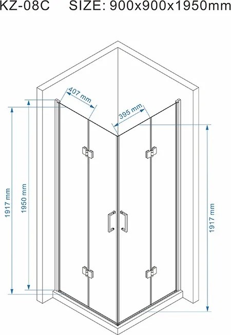 BPS-koupelny Čtvercový sprchový kout HYD-SK08C 90x90 zlatá kartáčovaná/transparent - bez vaničky