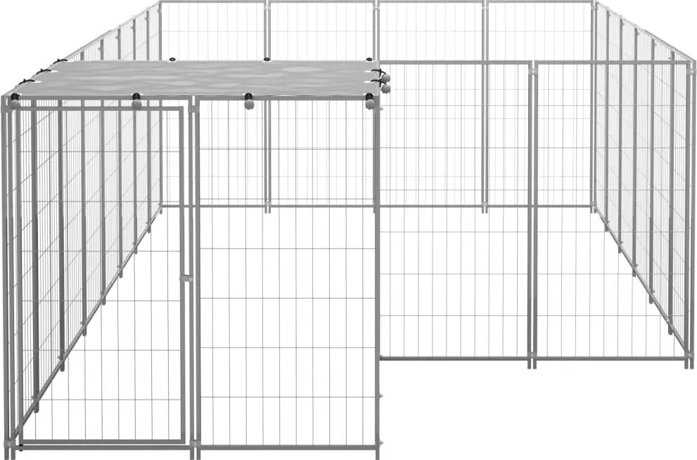 vidaXL Psí kotec 8,47 m² ocel [3082209] Barva: Stříbrná