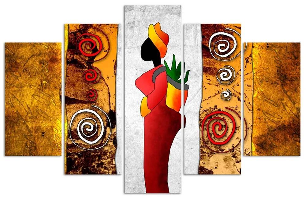 Gario Obraz na plátně Afričanka - 5 dílný Rozměry: 100 x 70 cm